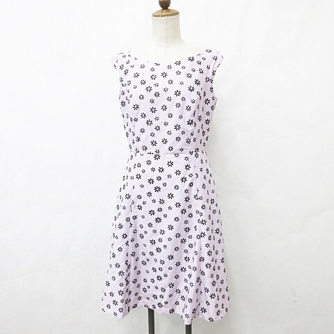Tocca Dress Knee Length Sleeveless V Neck Embroidery Flower Lavender Navy Purple | eBay