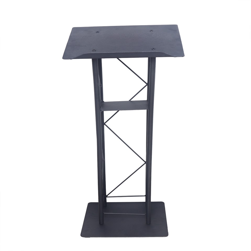 Black Metal Wood Curved Podium Presentation Lectern Stands Wrought Iron ...