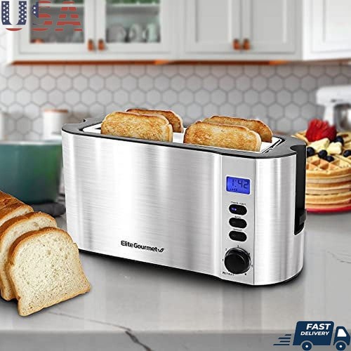 Digital Stainless Steel 4 Slice Toaster W/ LED Display & Bagel Function ...
