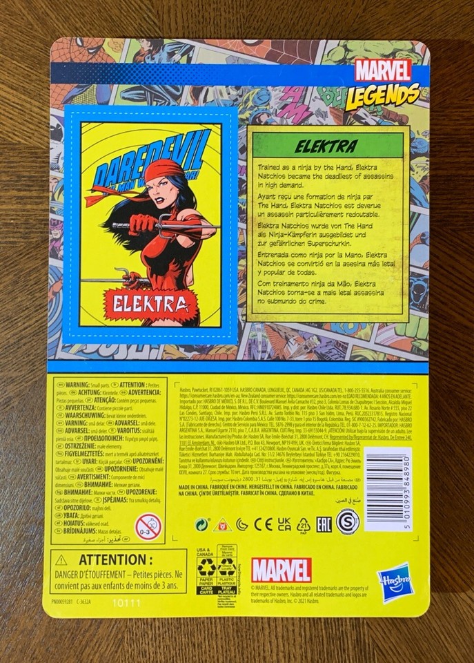 2021 Marvel Hasbro Kenner Legends Retro Elektra 3.75" Figure UNPUNCHED ...