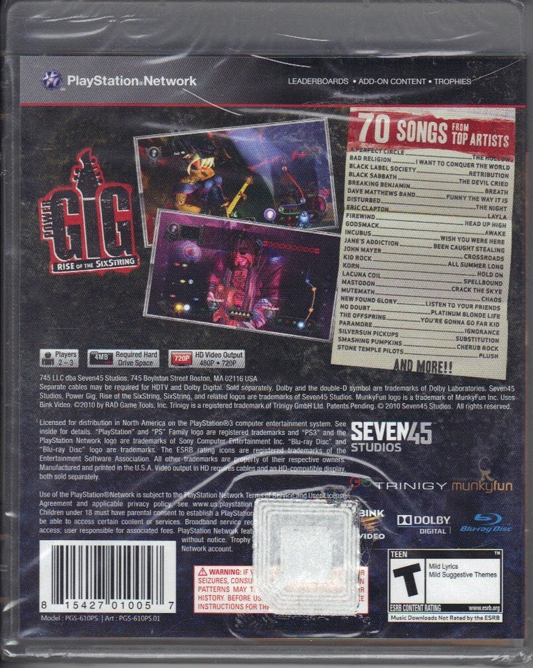 Power Gig: Rise of the SixString (Sony Playstation 3 PS3, 2010) New ...