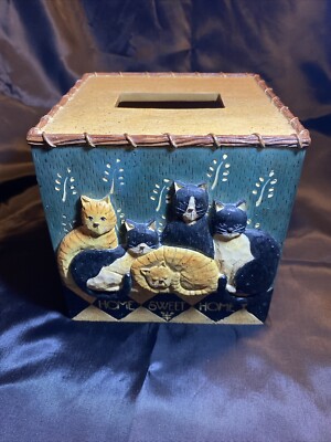 Cat Kitten Tissue Cover By Linda Spivey 3D 5 Different Cats “HOME SWEET ...