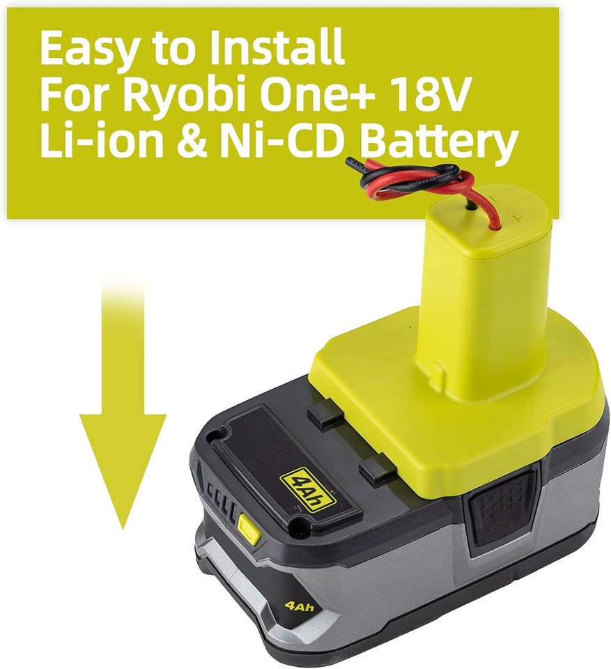 Adapter for Ryobi 18V One+ Battery Converter 14 Gauge with Fuses & Wire ...