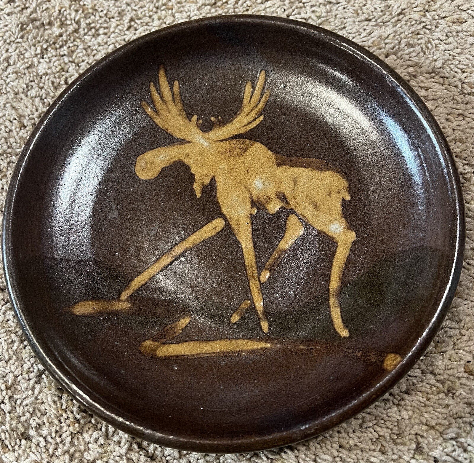 Vintage “Moen” Bull Moose Plate Brown Thick Heavy & Sturdy Earthy ...