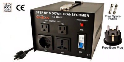 Simran Ac-3000 Watt Step Up down Voltage Converter Transformer 110v ...
