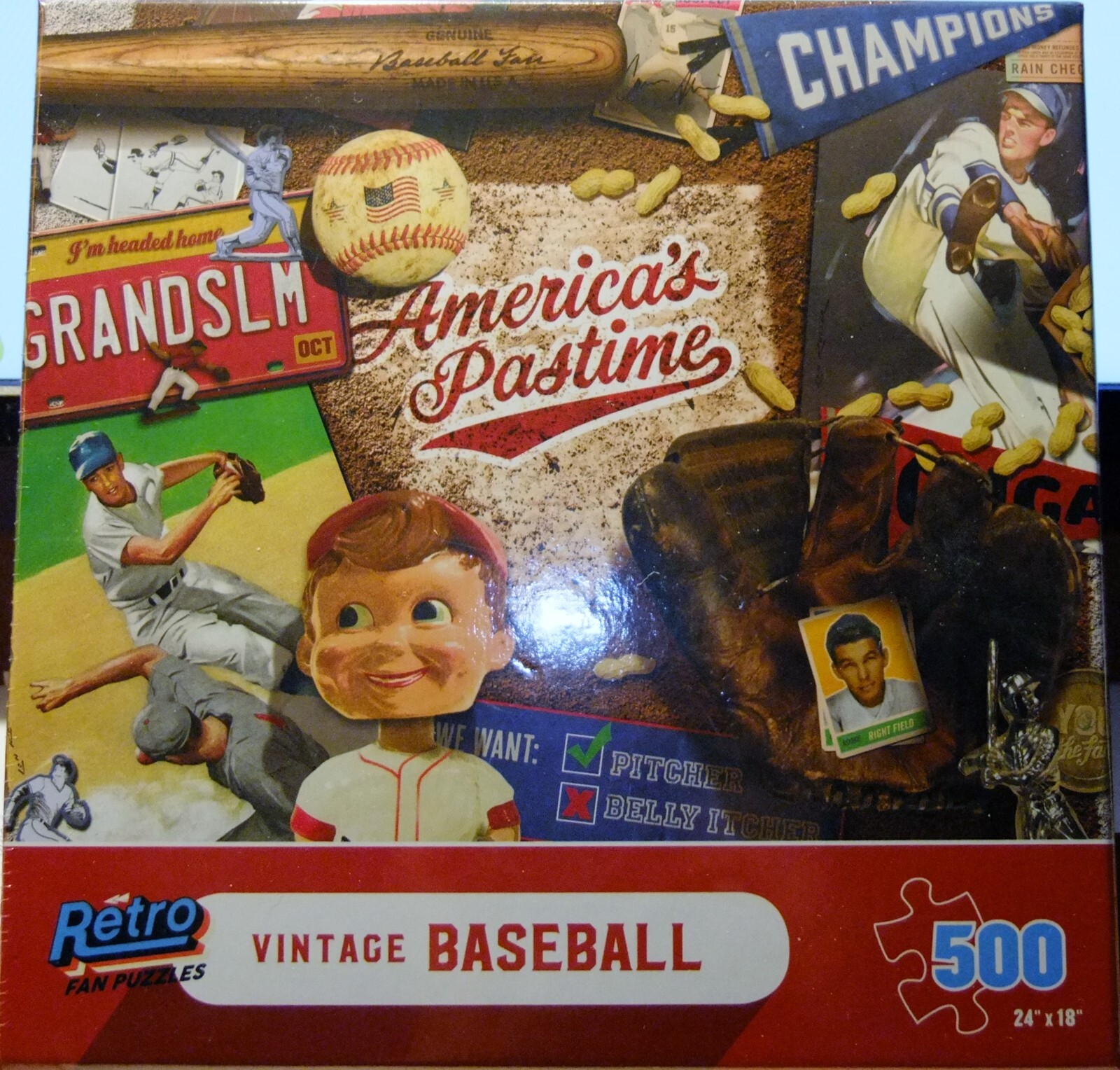 New Retro Fan Puzzle VINTAGE BASEBALL 500 Pieces 24”x18” Made in USA ...
