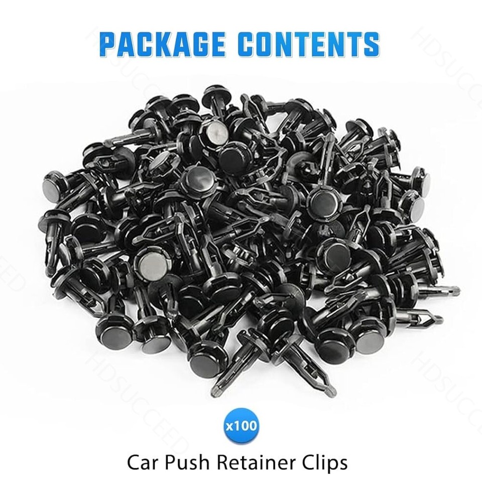 100 Pcs 9mm Push Type Retainers Bumper Retainer Clips Hole for Toyota ...