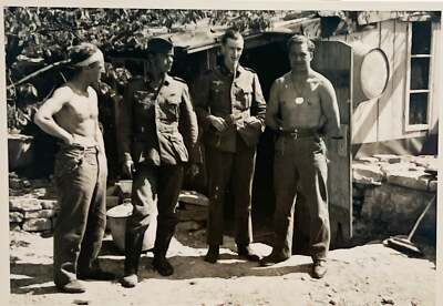 WW2 Photo German Soldiers With Captured POW At Camp | eBay