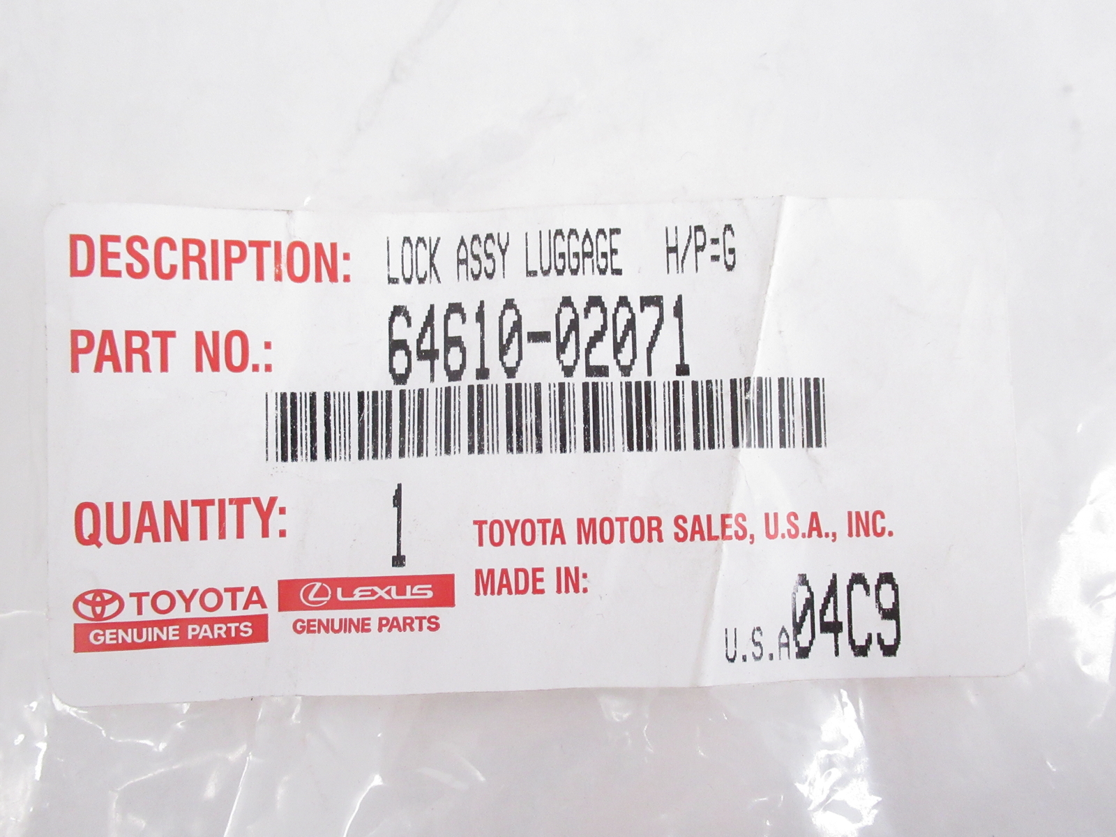 Genuine OEM Toyota 64610-02071 Trunk Lock Latch Assy 03-08 Corolla 06 ...