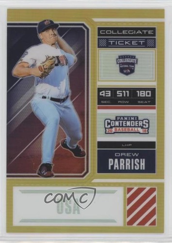 2018 Panini Elite Extra Edition USA Collegiate Ticket Gold /10 Drew ...