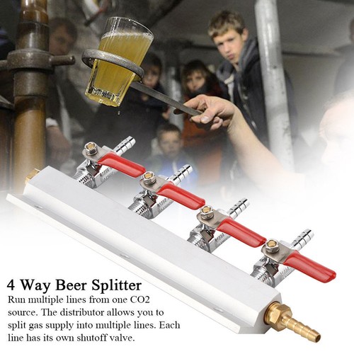 2 / 4 Way CO2 Gas Manifold Splitter Distributor Draft Beer with Check ...