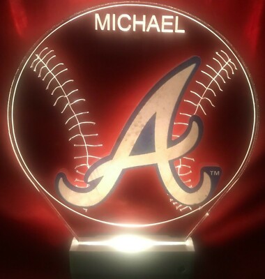 Atlanta Braves MLB Night Light Personalized LED Plug In With Dusk to ...