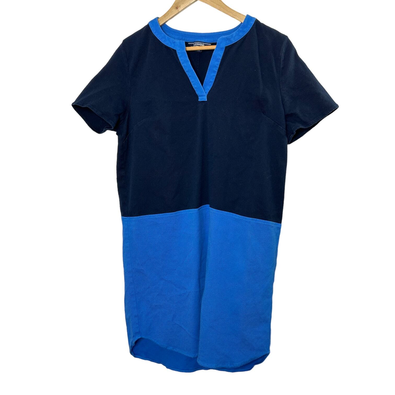 Lands End Light & Navy Blue Color Block Short Sleeve … - Gem
