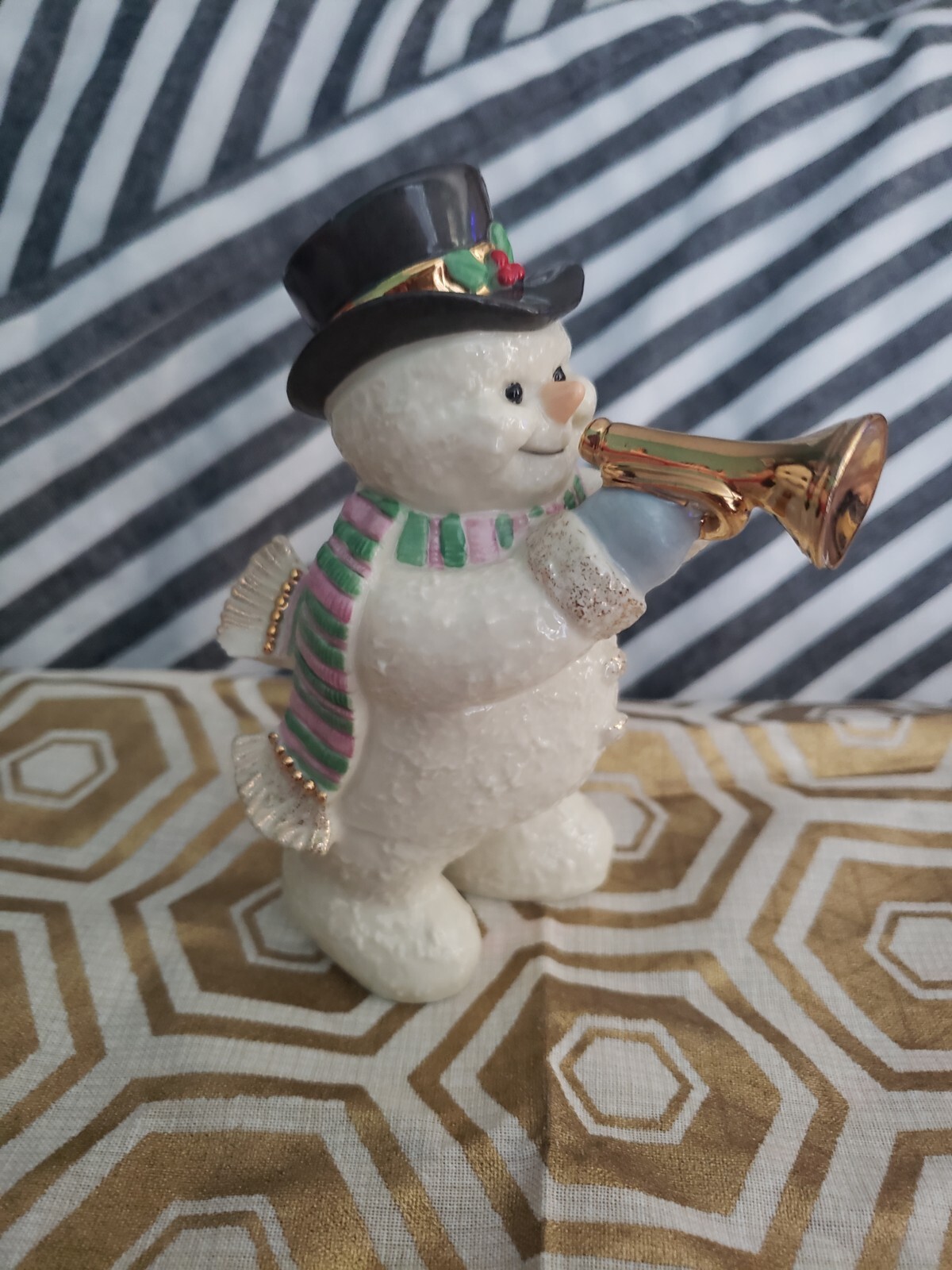Lenox Snowman Collection Snowman Swing gold trimmed Porcelain Figurine ...