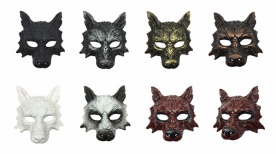 ADULT MASQUERADE WOLF HALF MASK WEREWOLF DEVIL DEMON COSTUME BURNING ...