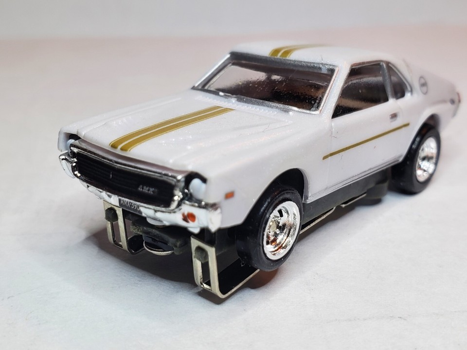 AMC AMX WHITE JET HO Slot,ULTRA G CHASSIS, CHROME RIMS NEW TIRES | eBay