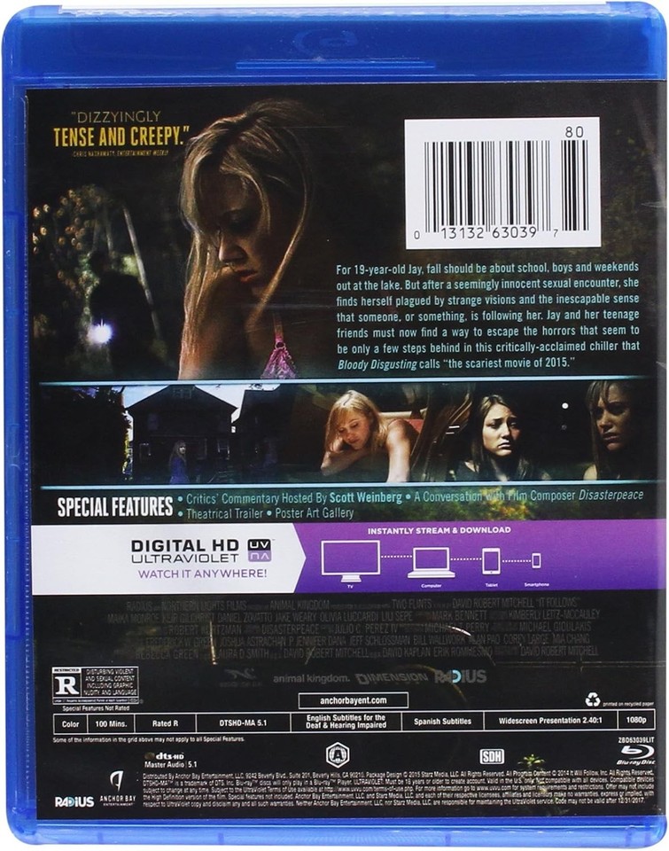 IT FOLLOWS (Blu-ray) Olivia Luccardi Lili Sepe Bailey Spry David Robert ...