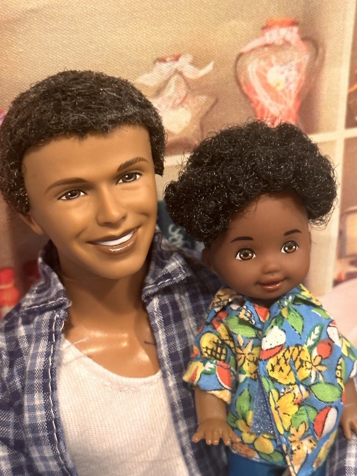 Happy Family Barbie Doll Dad & Son Alan & Ryan African-American Black ...
