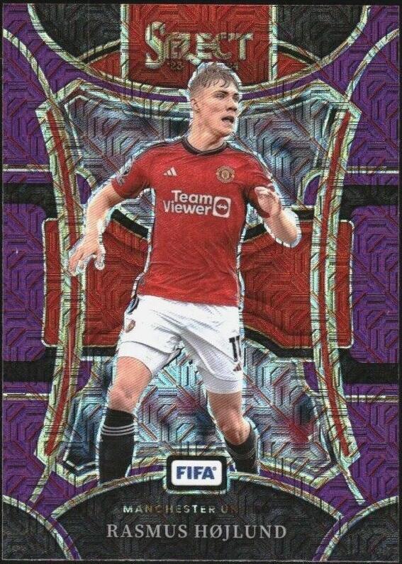2023-24 Panini Select FIFA - Mezzanine Rasmus Hojlund #115 Purple Mojo ...