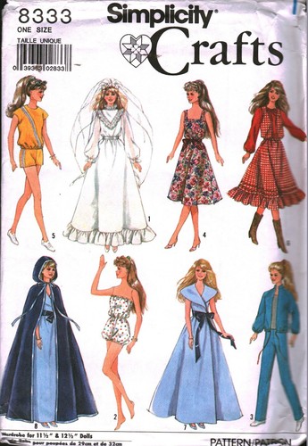 8333 Vintage Simplicity Sewing Pattern Wardrobe Fashion Dolls 11.5 ...