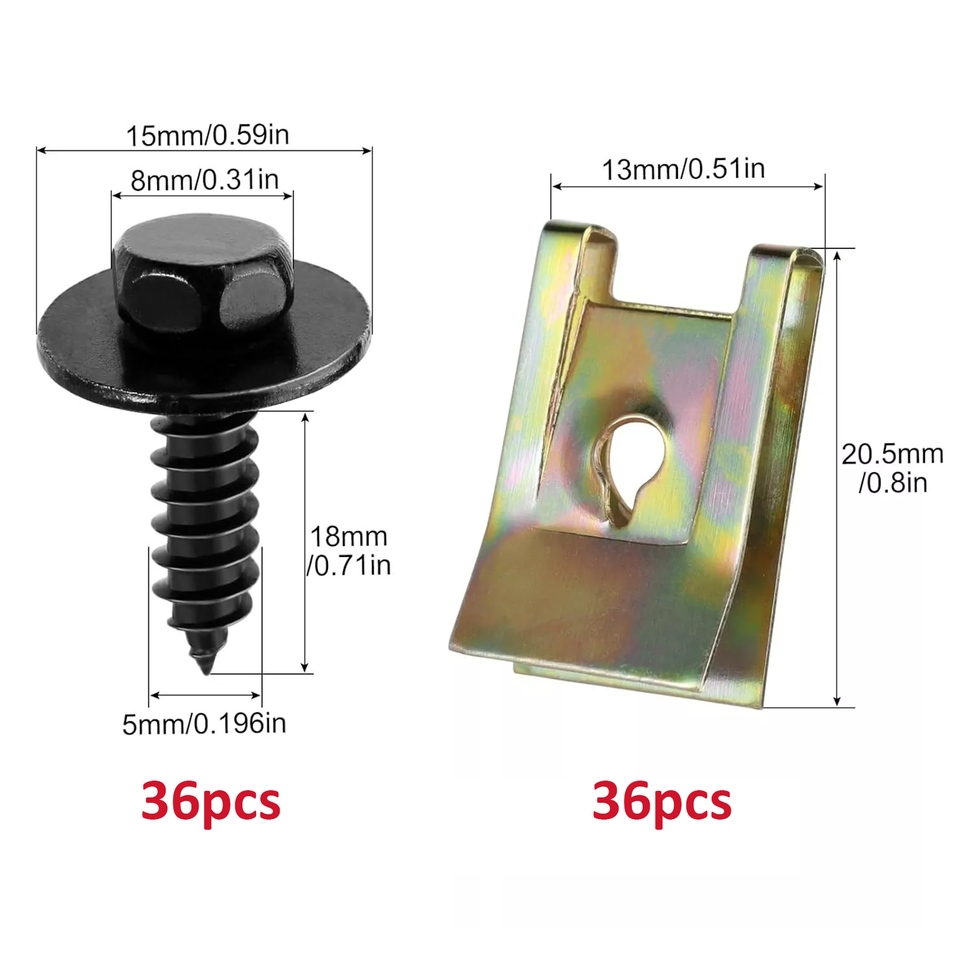 72x U Nut Hex Screw Speed Fastener Undertray Sheet Metal Clip Fixing ...