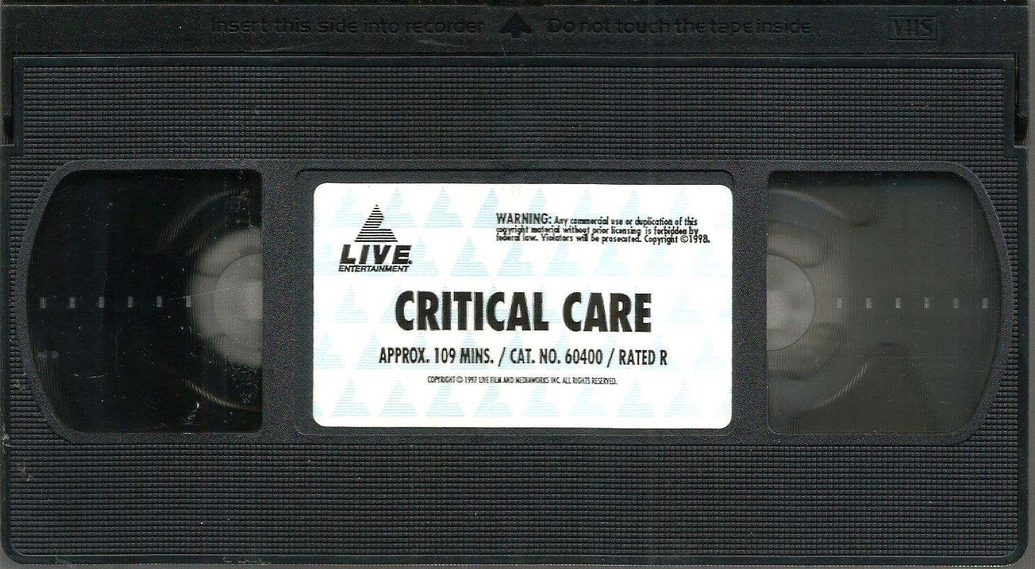 Critical Care VHS 1998 James Spader Kyra Sedgwick Helen Mirren Drama ...