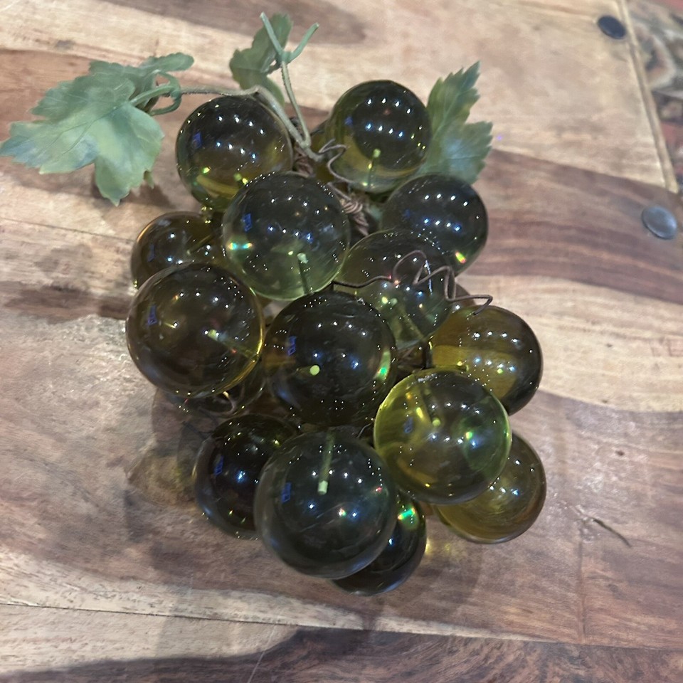 Vintage Large Green Lucite Grapes - 20 Grapes. Cluster is Approx 8” X 3 ...