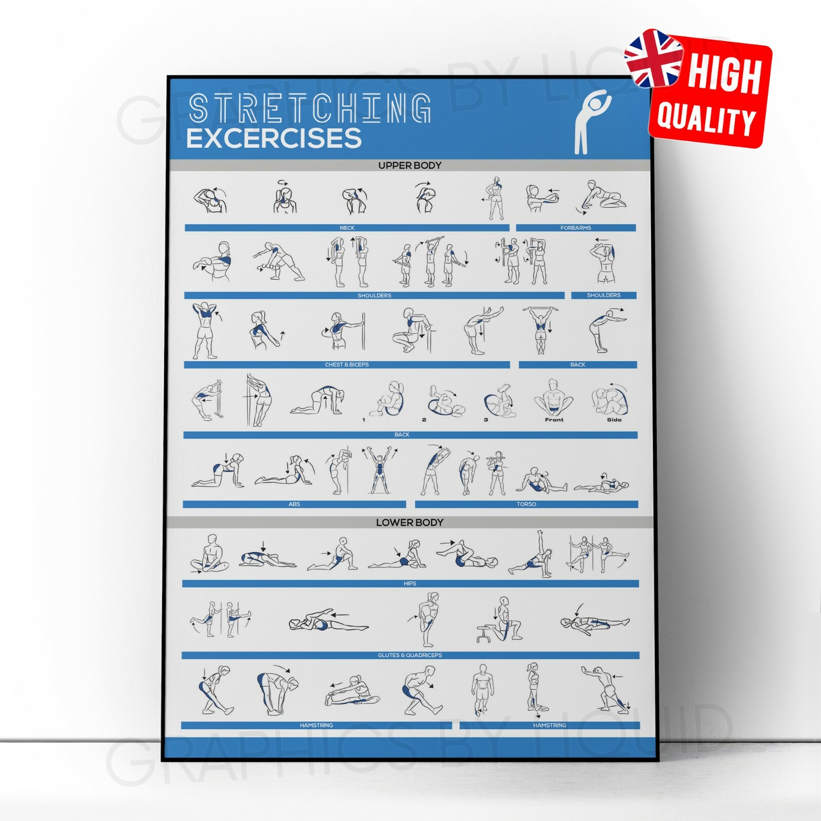 GYM WORKOUT POSTERS Exercises Dumbbell Barbell Kettlebell Cable Machine ...