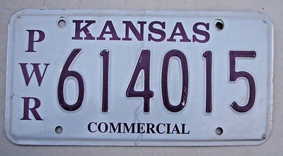 KANSAS PWR POWER APPORTIONED SEMI TRACTOR TRUCK LICENSE PLATE " 614015 ...