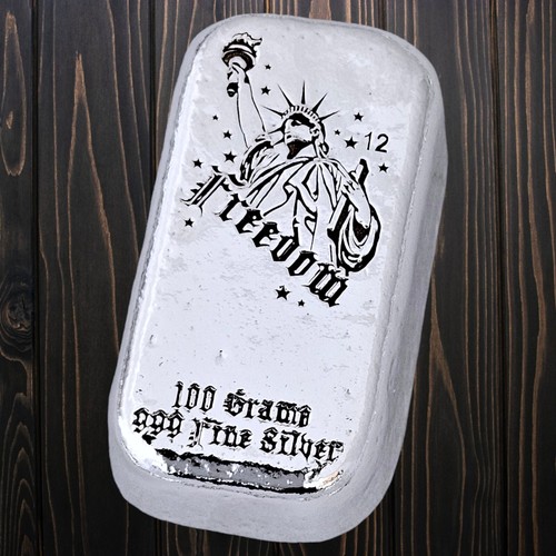 Pit Bullion - Freedom - 100 Gram - .999 Hand Poured Silver Bar | eBay