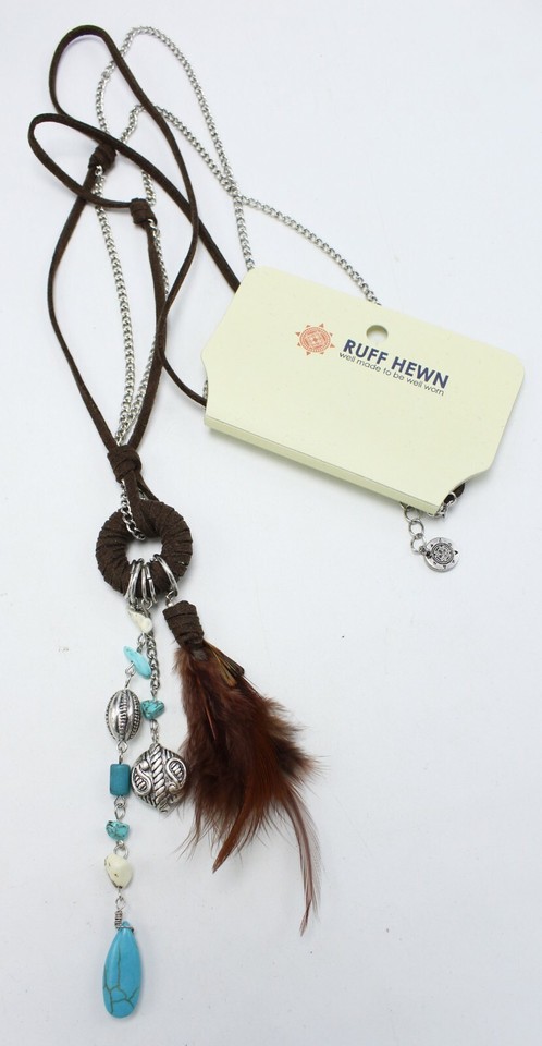 New Ruff Hewn Southwest Feather Pendant Necklace nwt #N2567B | eBay