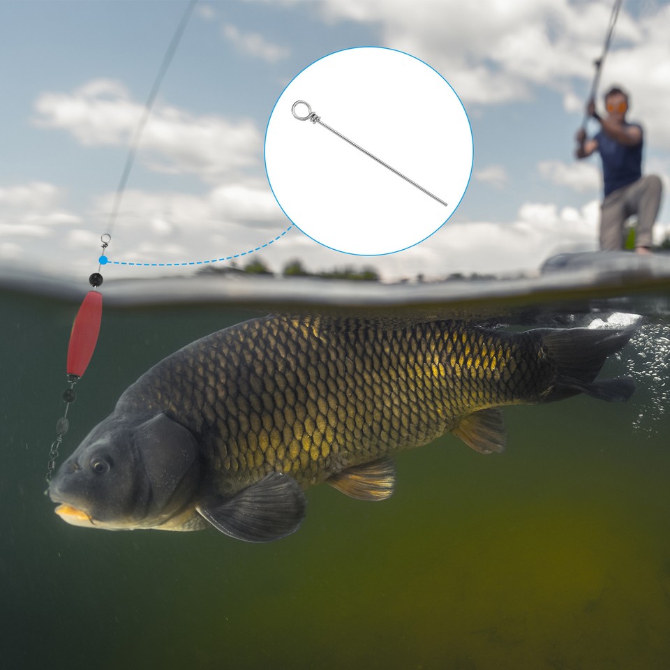 100Pcs 3.4x0.02" Stainless Steel Fishing Looped Wire Shaft Baits | eBay