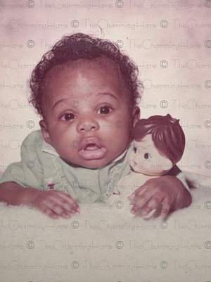 Vintage Photo African American Baby With Doll Portrait Studio 1970's | eBay