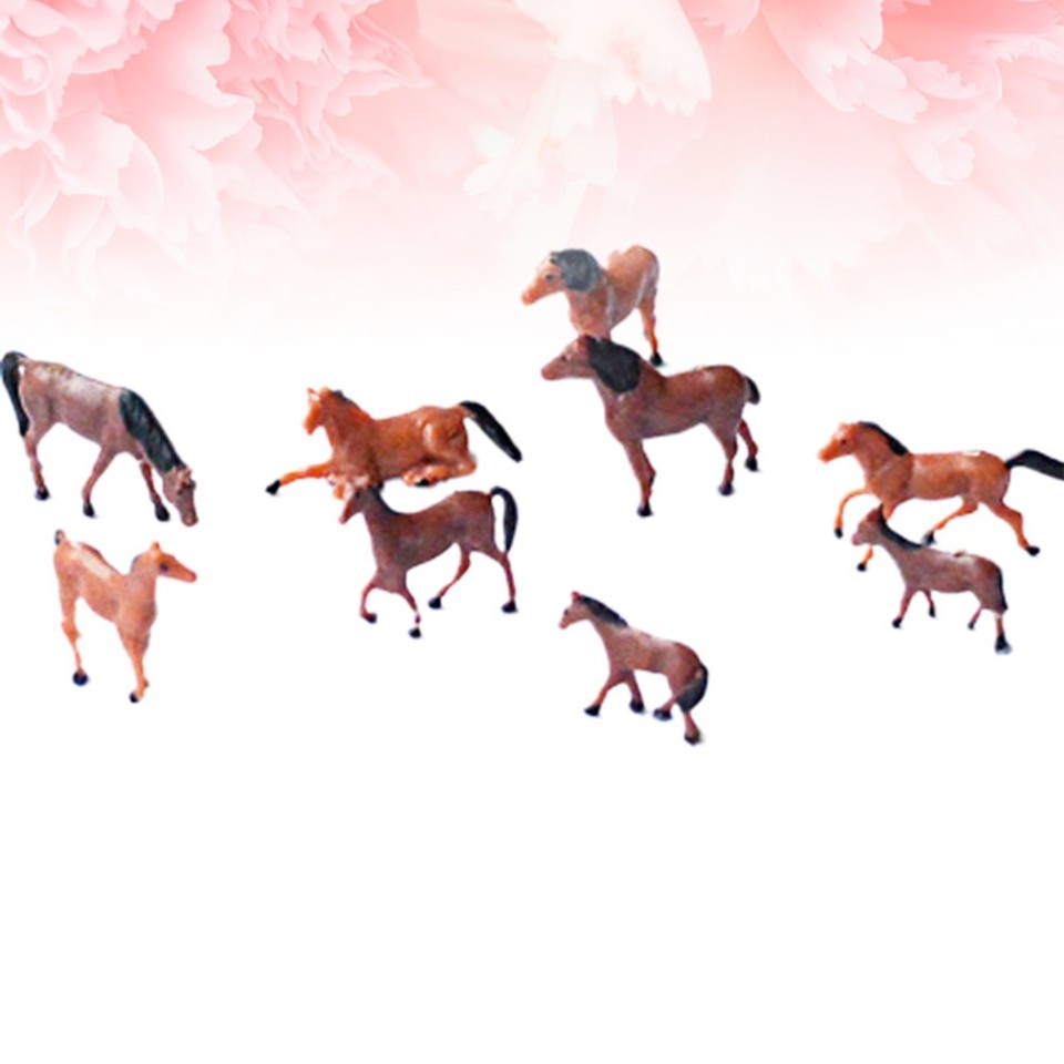 16 Pcs Toy Horse Plastic Horses Simulation Animal Grassland Shape Craft ...