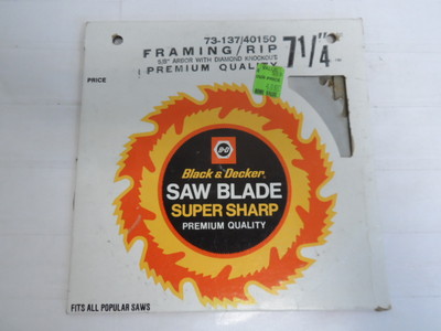 BLACK & DECKER 7 1/4" SAW BLADE SUPER SHARP PREMIUM QUALITY (73-137/ ...