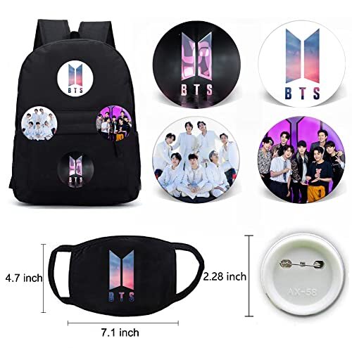 Kpop BTS Gifts Set Including Drawstring Bag Backpack Necklace Earrings ...
