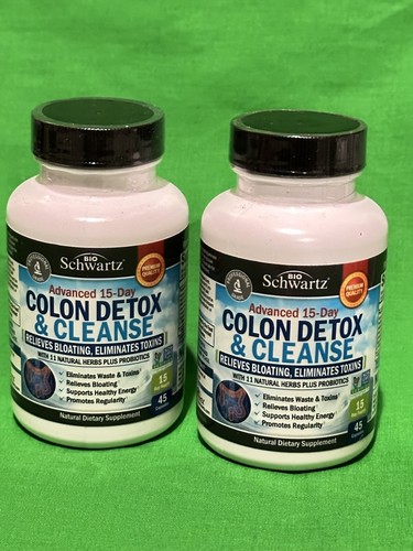 2x Bio Schwartz Advance 15-Day Colon Detox and Cleanser 45 Capsules ...