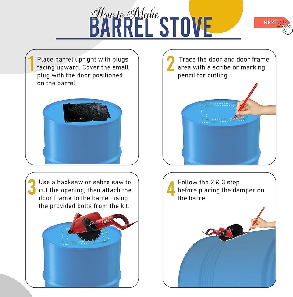 SONRET-Double Barrel Stove Kit Perfect For 30 - 55 Gal Drum DIY Oil ...