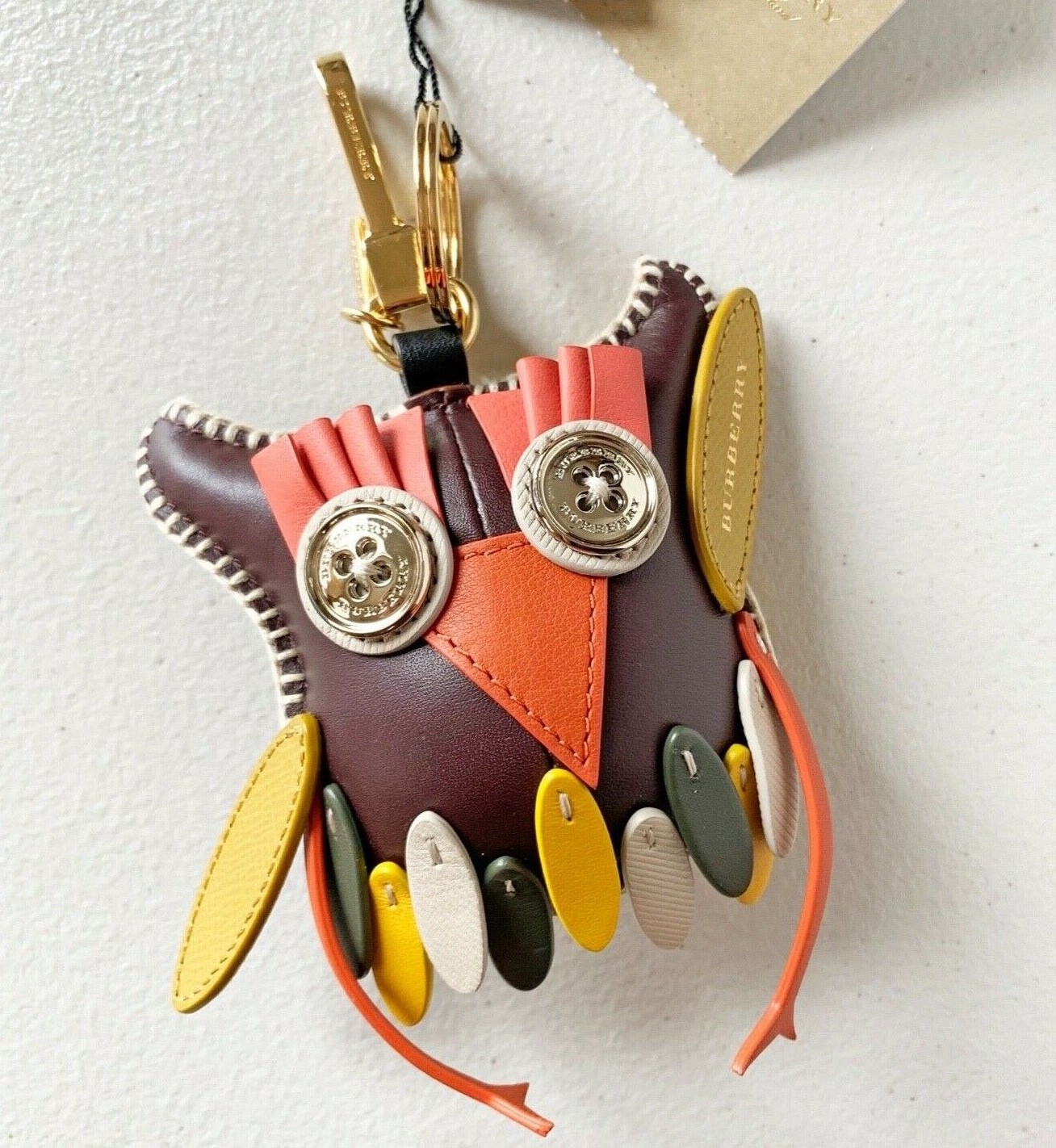 $350 Burberry Mavis The Owl Patchwork Leather Bag Charm Stuffed Animal ...