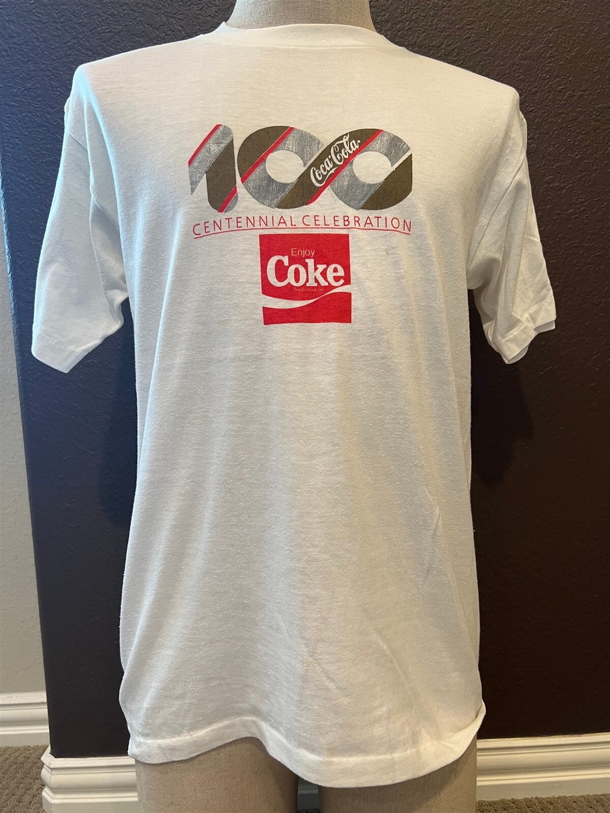 Vintage 80's Coca-Cola Centennial Celebration White T… - Gem