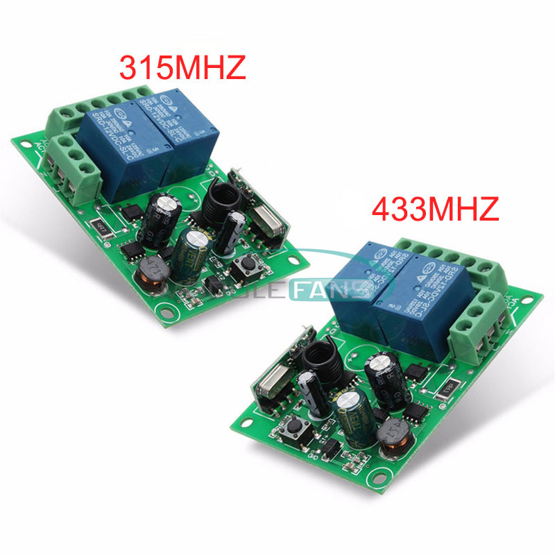 315MHz/433MHZ 2CH Wireless RF Relay Remote Control Switch Receiver 110 ...