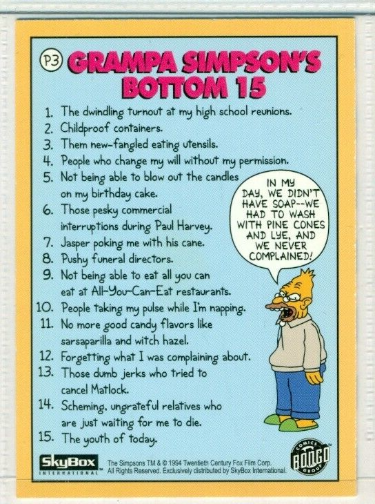 PROMO CARD - INSERT CARD - THE SIMPSONS - SMELL-O-RAMA CARD #P3 ...