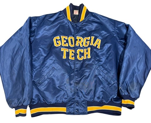 Vintage Georgia Tech Blue Yellow Stain Jacket Bomber Made In USA Size ...