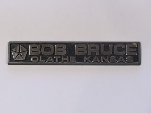 Vintage Bob Bruce Chrysler Olathe Kansas Plastic Dealer Badge Emblem ...