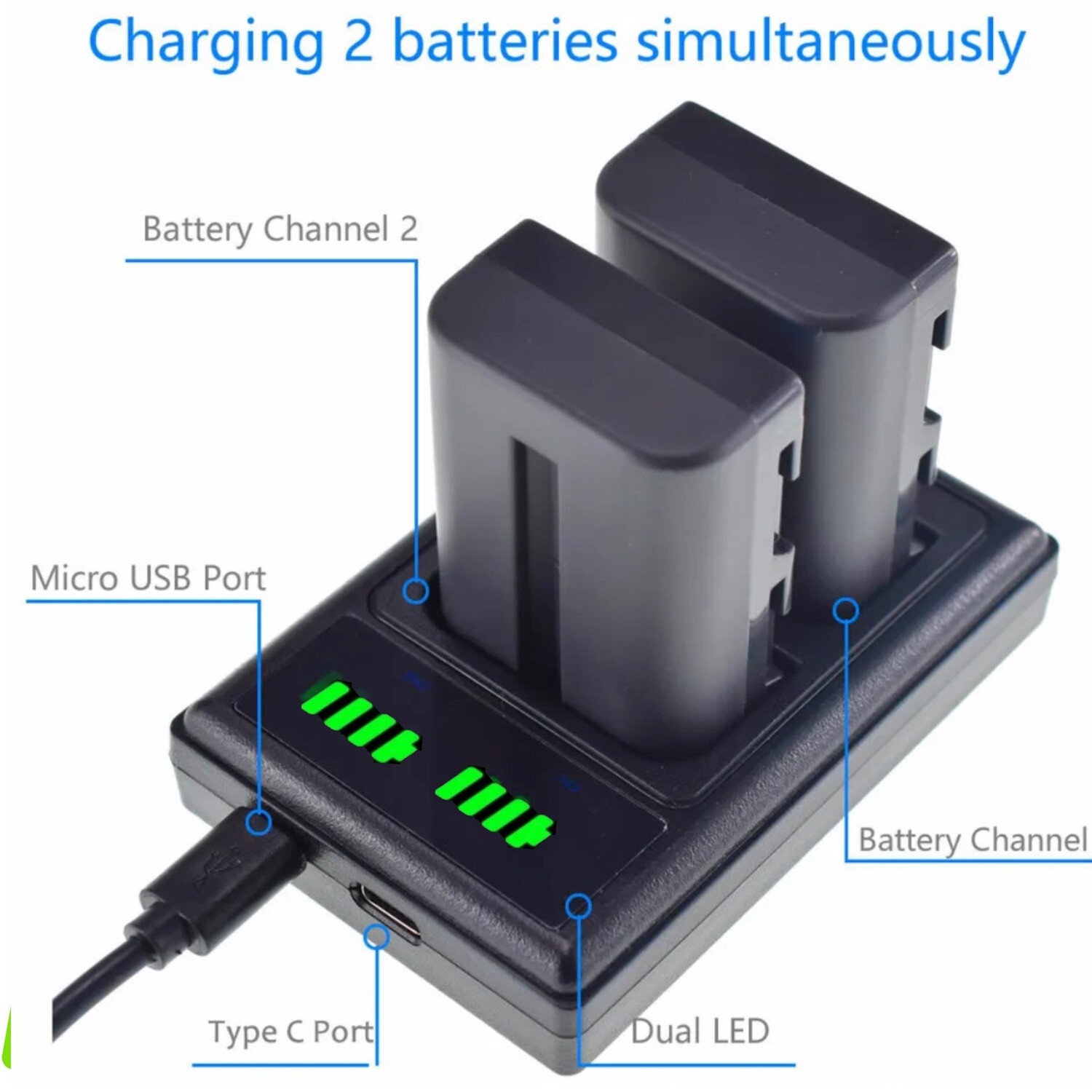 2x NP-FM500H 2800mAh Battery +Usb Led Dual Charger for Sony A58 A350 ...