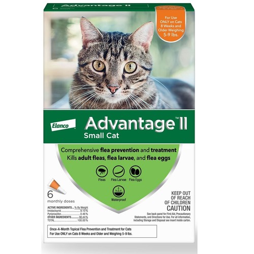 Advantage II topical Flea,Flea Larvae Prevention for Small Cats 5-9 lbs ...