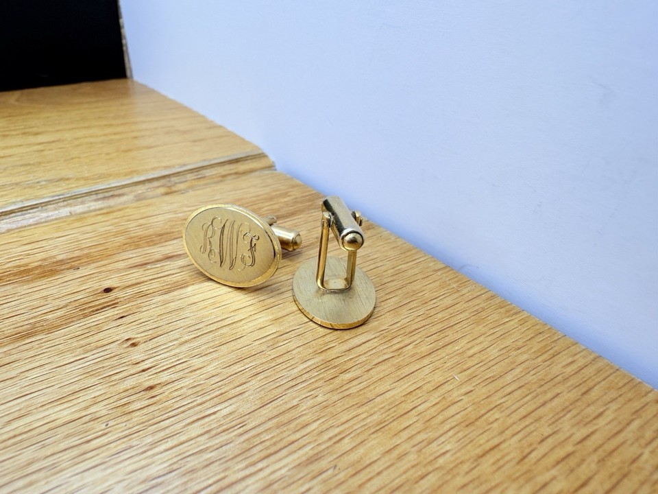 Vintage Gold Tone RFW Initials Monogram Letter Font Cufflinks | eBay