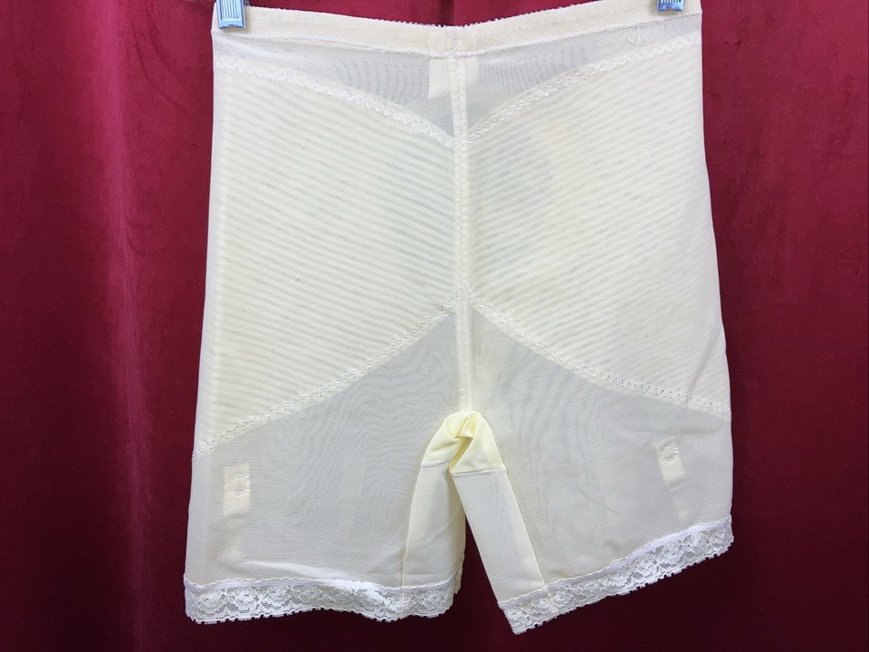 L sissy Open bottom Girdle attached garters Yellow Compression shorts ...