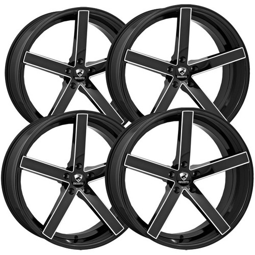 (Set of 4) Ravetti M1 22x8.5 5x120 +15mm Black/Milled Wheels Rims 22 ...