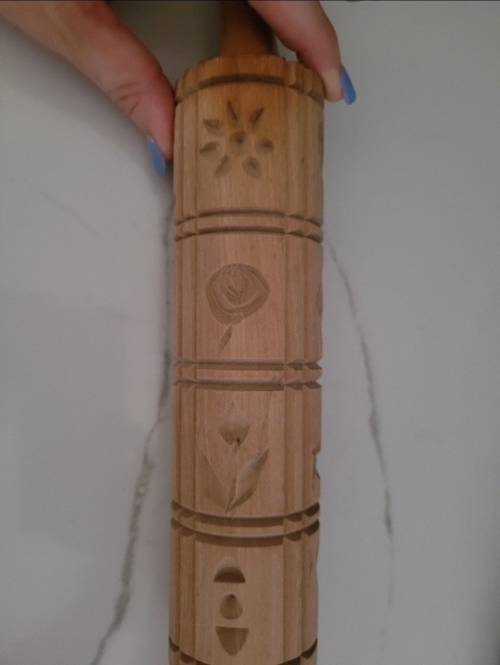 SPRINGERLE ROLLING PIN Cookie Mold Press Hand Carved Embossing | eBay